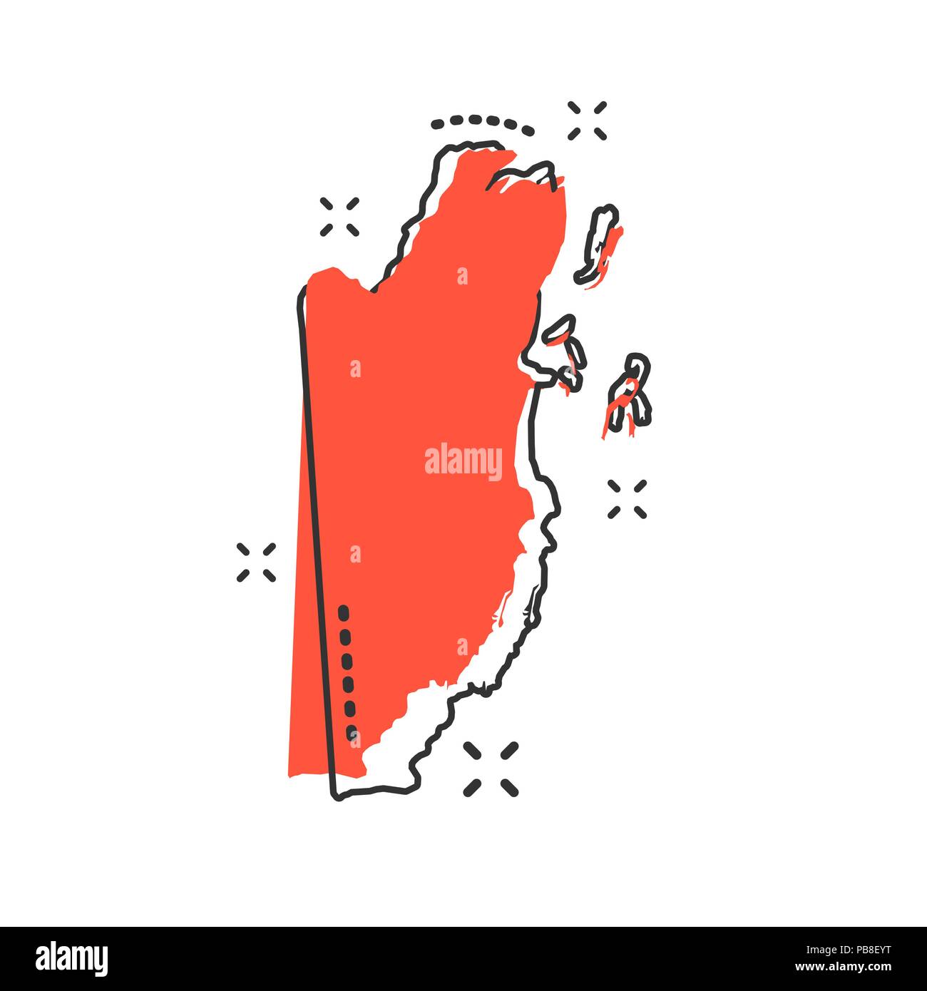Vektor cartoon Belize Karte Symbol im Comic-stil. Belize zeichen ...