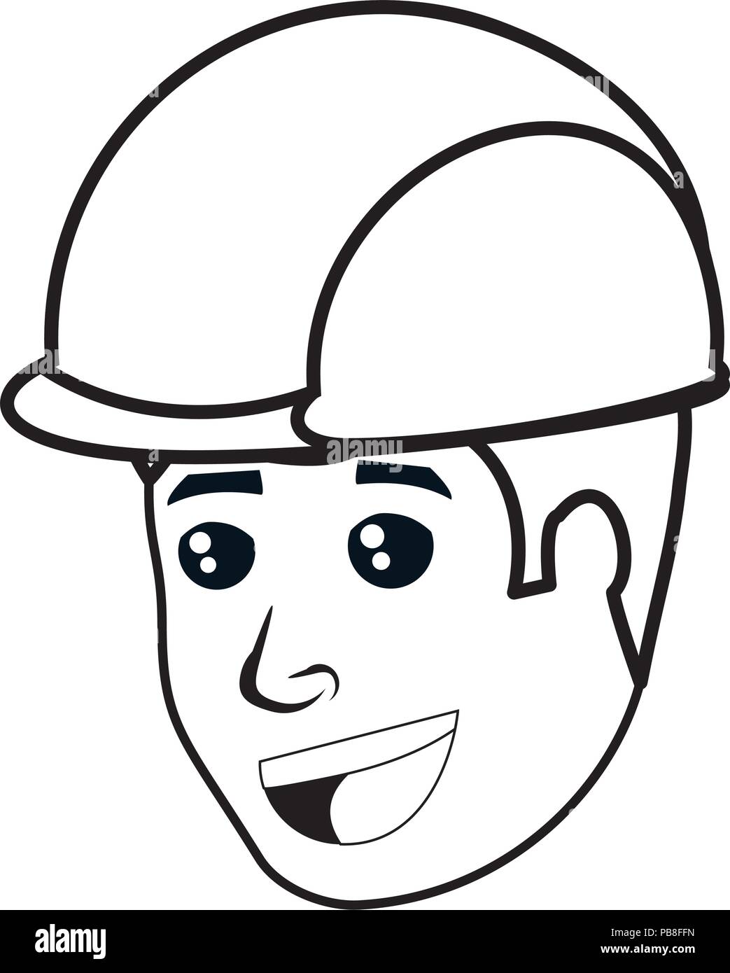 Cartoon Mann mit Helm auf weißem Hintergrund, Vector Illustration Stock ...