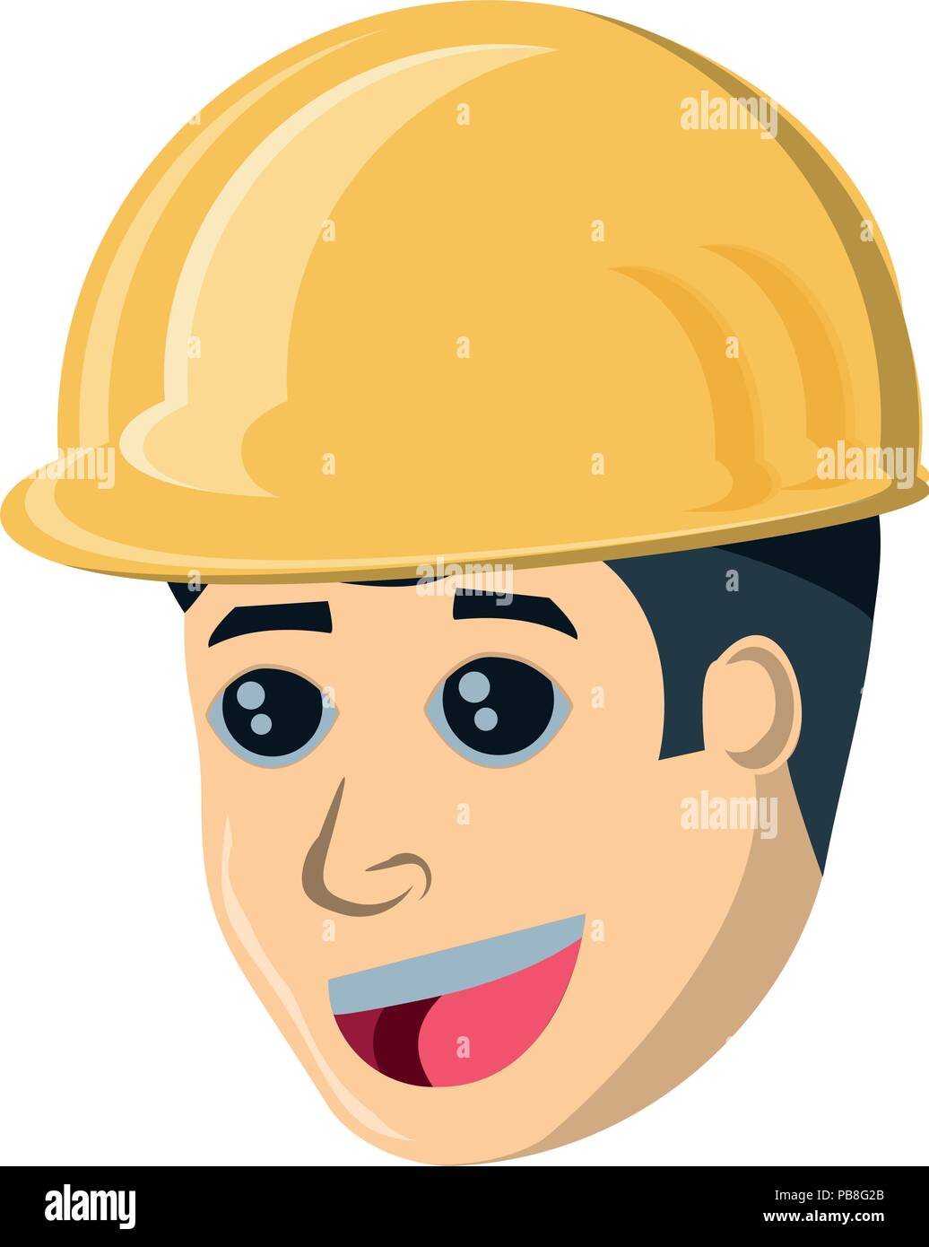 Cartoon Mann mit Helm auf weißem Hintergrund, Vector Illustration Stock ...