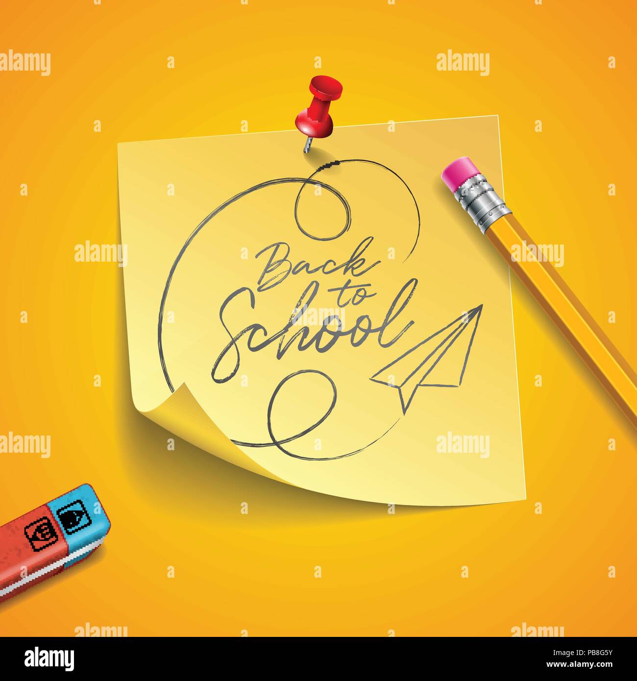 Zurück zu Design Schule mit Graphit, Bleistift, Radiergummi und ...