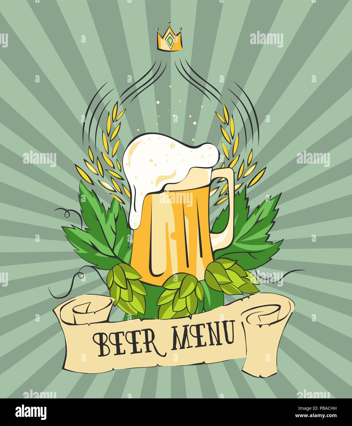 Modern Vintage Bier Poster. Retro Poster Vorlage für Bier Menü, Zeichen ...