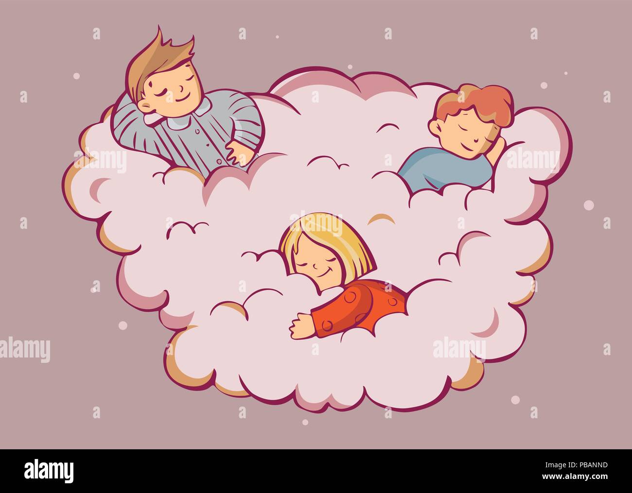 Kinder träumen auf Cloud. Cartoon Stil Vector Illustration Stock ...