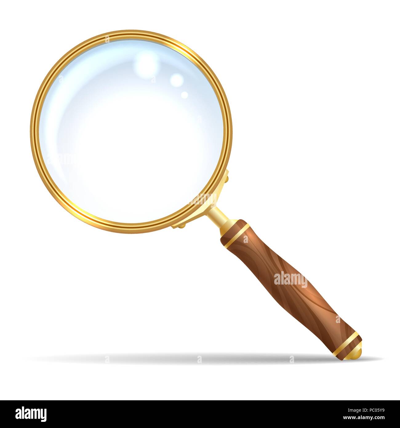 Retro Lupe. Vintage cartoon Lupe Lupe, alte antike Lupe auf weißem ...