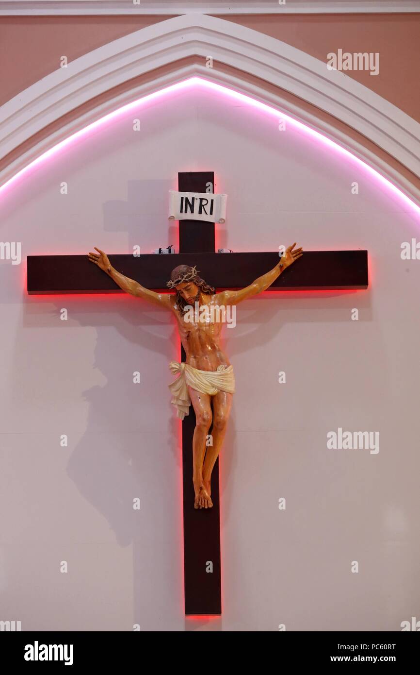 Unsere Liebe Frau von Fatima Kirche. Kruzifix Jesus am Kreuz. Ho Chi Minh City. Vietnam ...