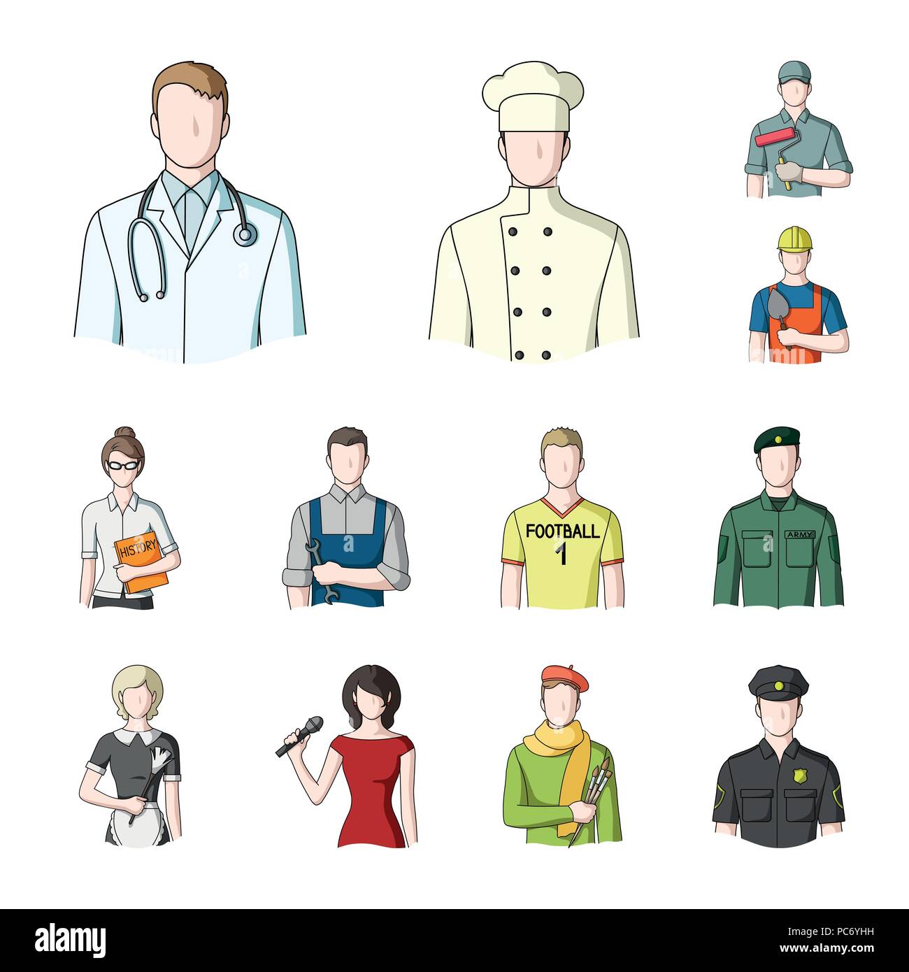 Menschen verschiedener Berufe cartoon Symbole im Set Sammlung für ...