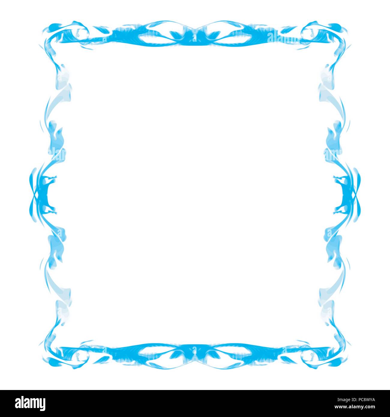 Blau florale Aquarell Rahmenlinie Muster, Vector Illustration Stock ...