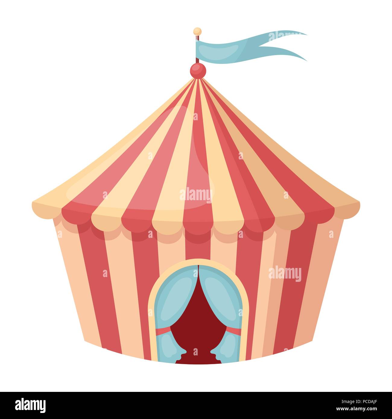 Zirkuszelt Symbol im Comic-stil auf weißem Hintergrund. Zirkus symbol ...