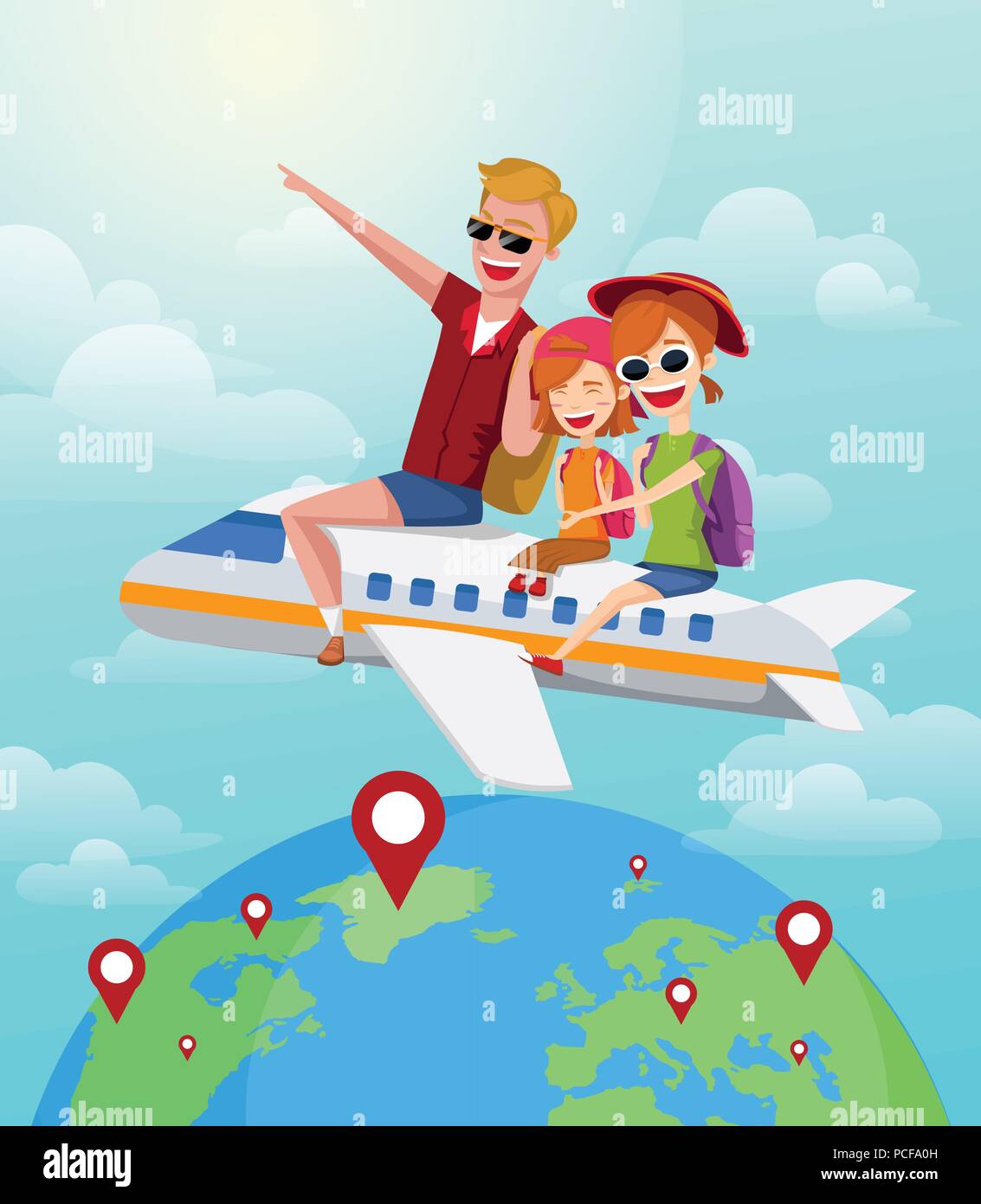 Sommer Reise, Travel Concept. Glückliche Familie reitet auf dem ...