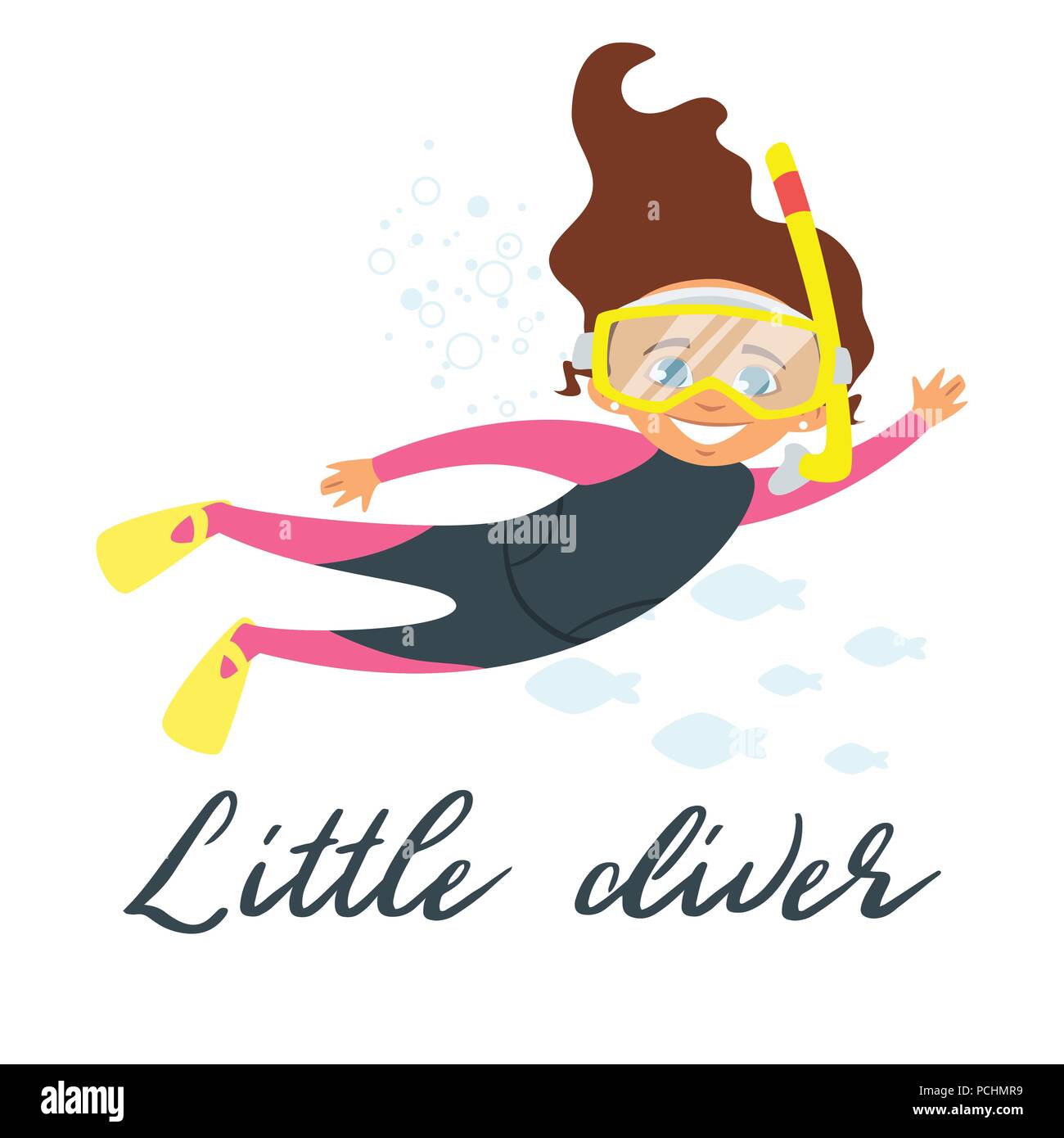 Cartoon illustration scuba diver girl -Fotos und -Bildmaterial in hoher ...
