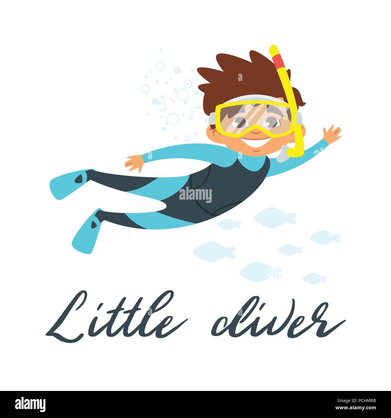 Cartoon illustration scuba diver girl -Fotos und -Bildmaterial in hoher ...