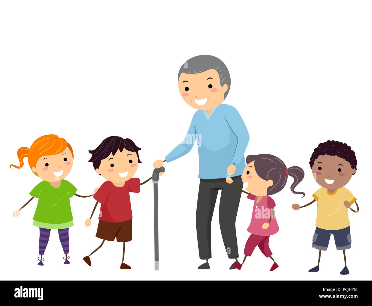 Senior Cane Cartoon Illustration Stockfotos und -bilder Kaufen - Alamy