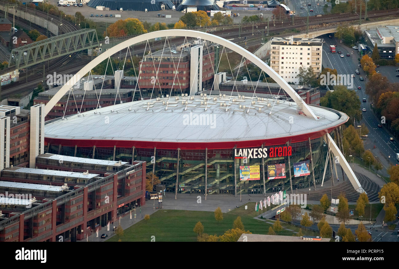 Luftaufnahme, LANXESS arena, multifunktionale Arena im Kölner Stadtteil ... Luftaufnahme, LANXESS arena, multifunktionale Arena im Kölner Stadtteil ...