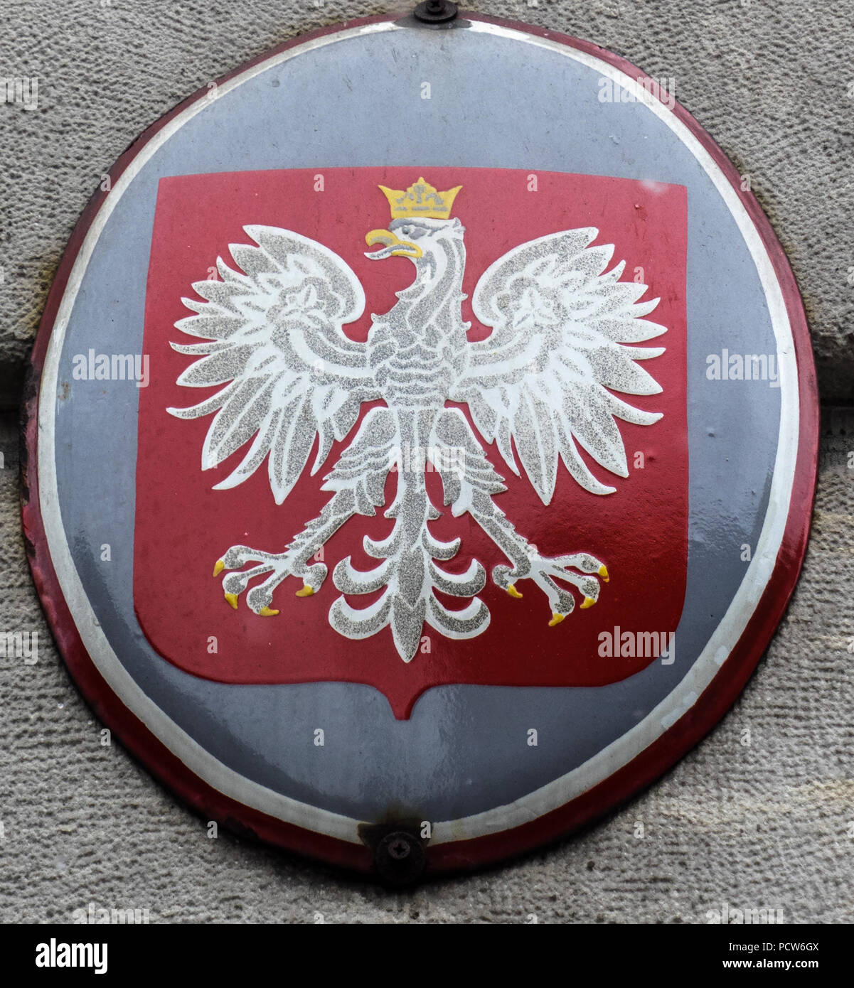 Wappen von Polen. Das Wappen von Polen ist ein weißer, gekrönten Adler ...