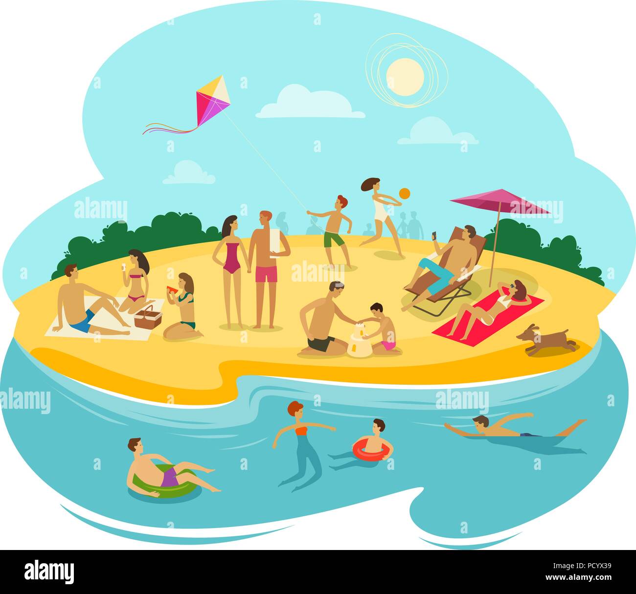 Strand Am Strand Stock-Vektorgrafiken kaufen - Alamy