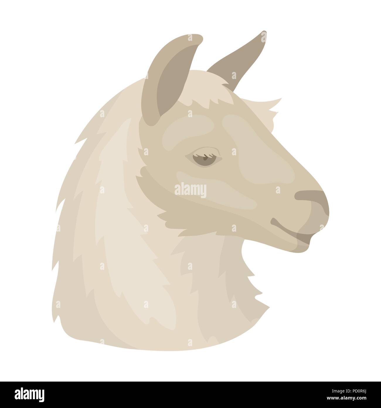 Lama Symbol in Cartoon Design auf weißem Hintergrund. Realistische ...