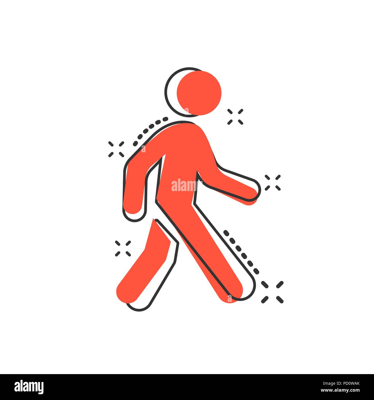 Vektor Cartoon zu Fuß Mann Symbol im Comic-stil. Menschen gehen Zeichen ...