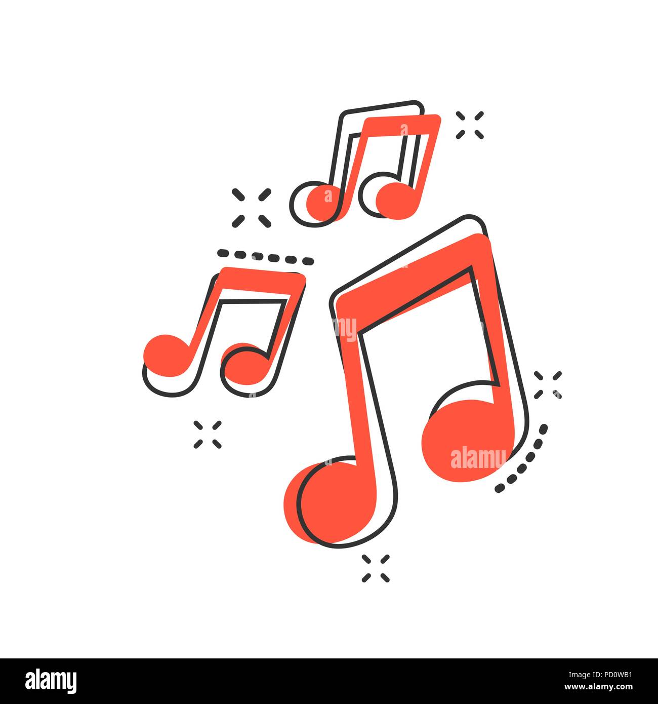 Vektor cartoon Symbol Musik im Comic-stil. Sound Hinweis zeichen ...