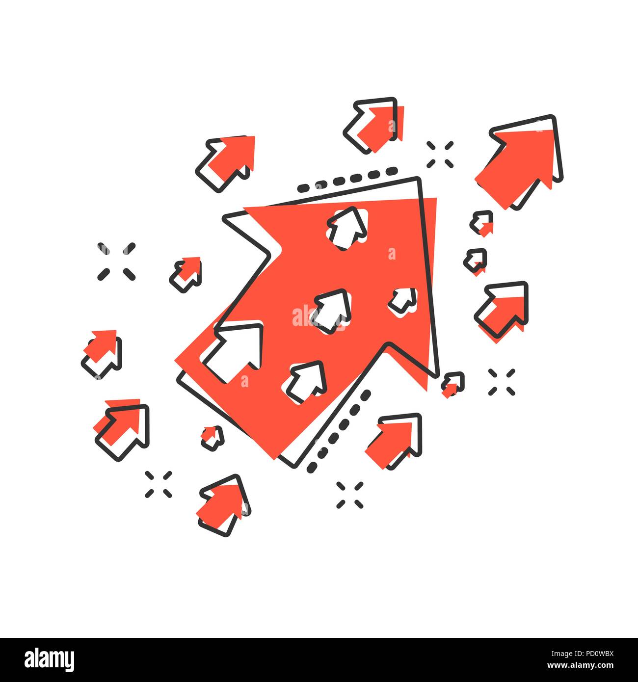 Vektor cartoon Pfeil, bis das Symbol im Comic-stil. Nach vorne zeigende ...