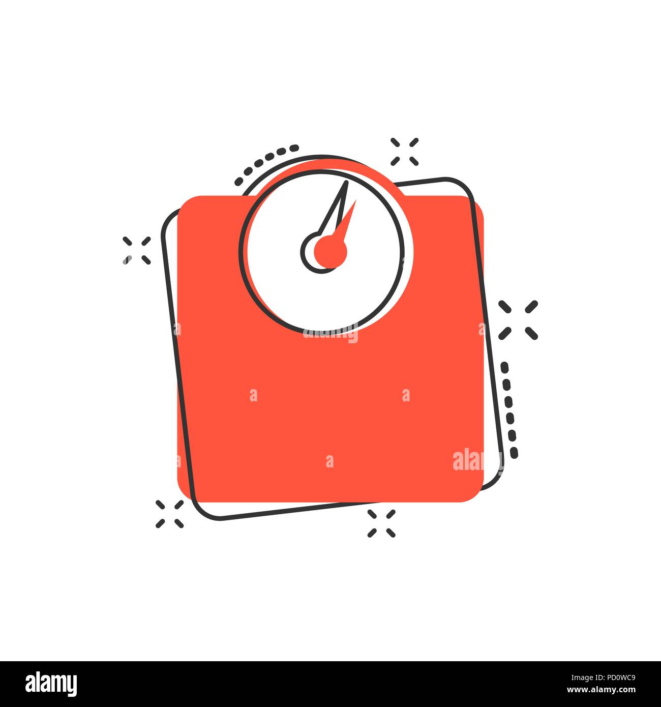 Vektor cartoon Personenwaage Waage Symbol im Comic-stil. Waage zeichen ...