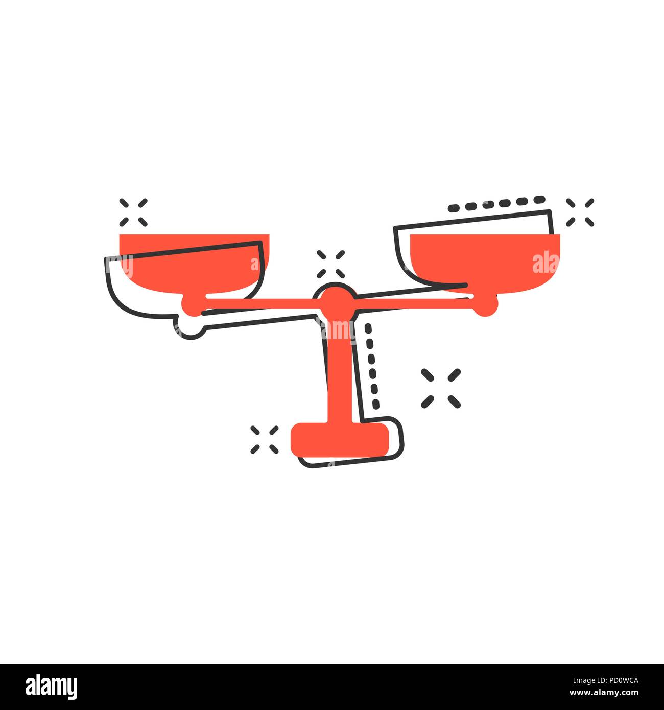 Vektor cartoon Waage Waage Symbol im Comic-stil. Waage zeichen ...