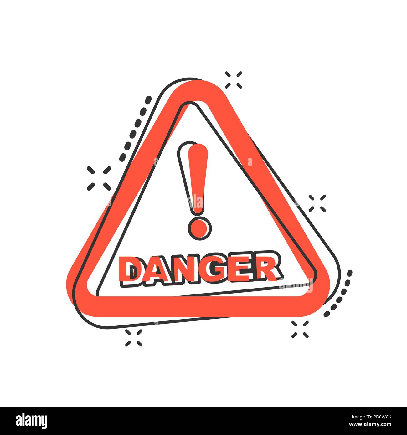 Vektor cartoon Gefahr Symbol im Comic-stil. Achtung Achtung zeichen ...