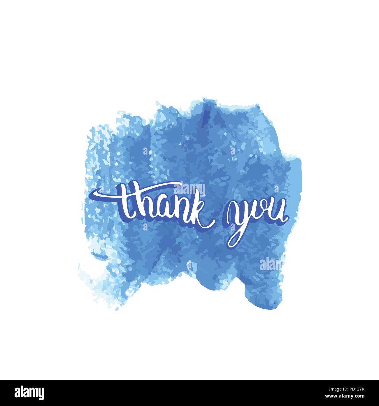 Danke Karte. Banner mit handschriftlichen Schriftzug und Aquarell ...