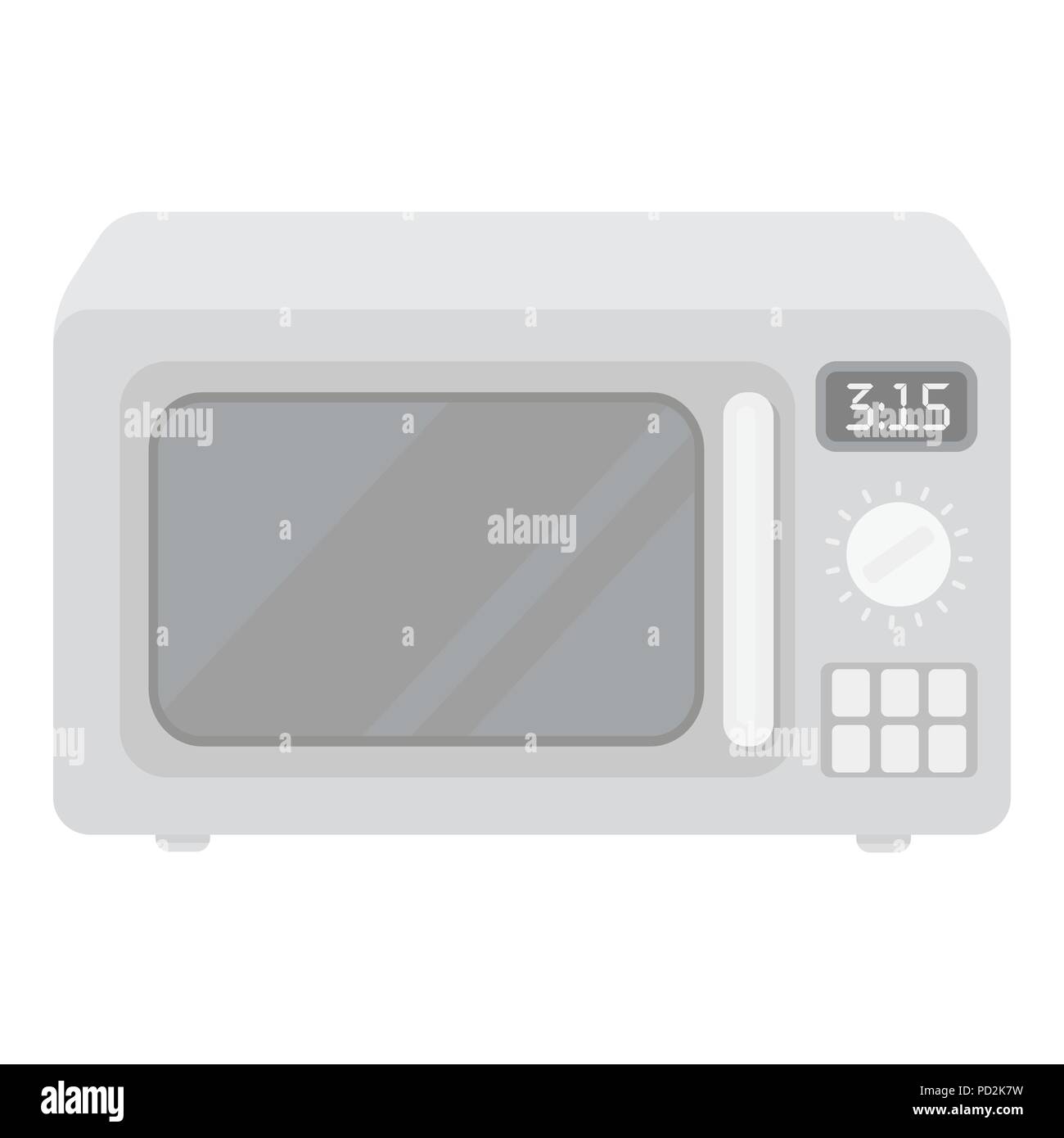 Mikrowelle Symbol in Schwarzweiß-Stil auf weißem Hintergrund ...