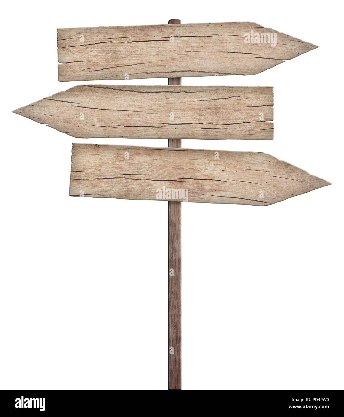Alte verwitterte Licht Holz Pfeile Zeichen - triple Wegweiser ...