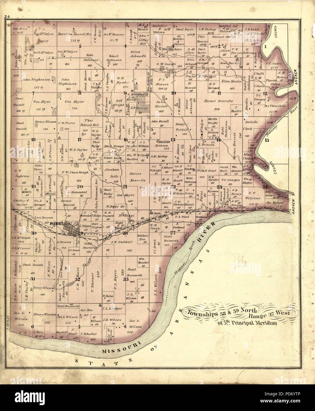 Eine illustrierte historische Atlas Karte von Holt County, Mo ...