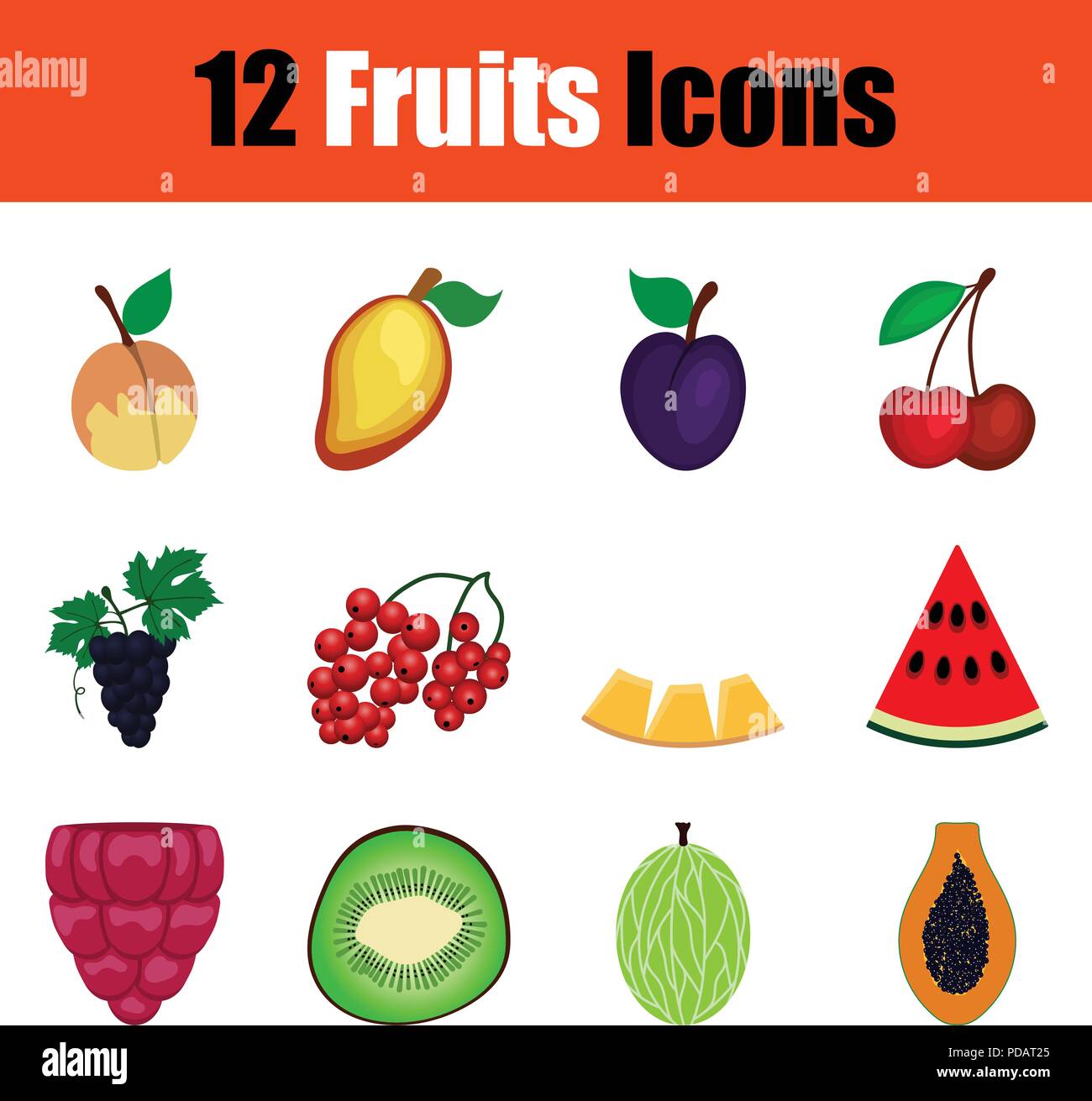 Obst Symbol gesetzt. Farbe Design. Vector Illustration Stock ...