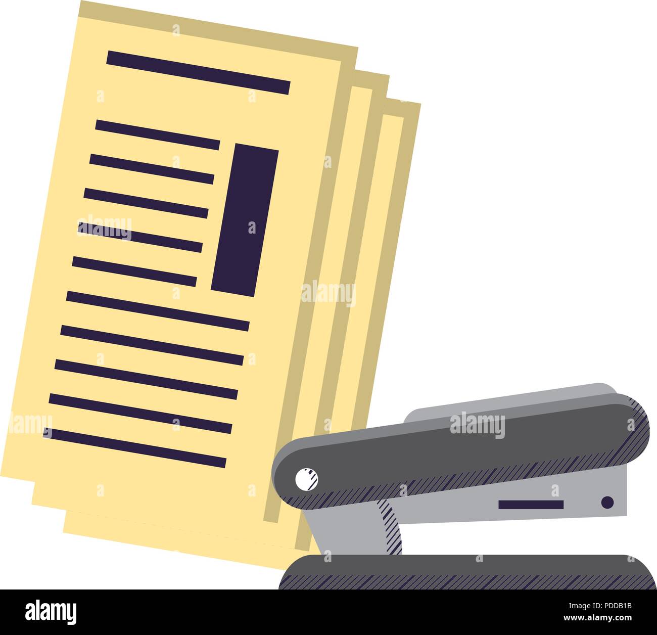 Dokumente und Hefter Symbol auf weißem Hintergrund, Vector Illustration ...