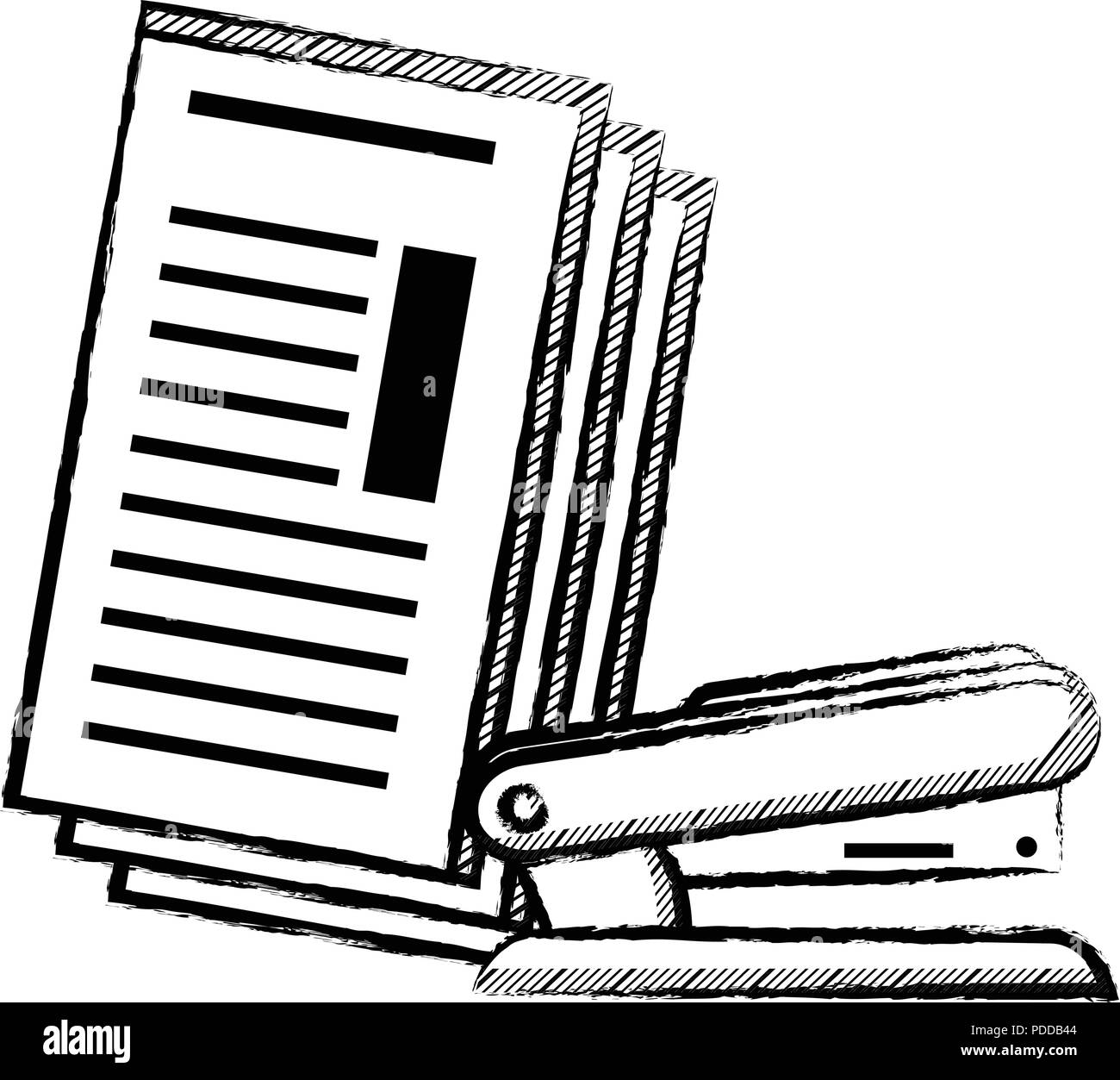 Dokumente und Hefter Symbol auf weißem Hintergrund, Vector Illustration ...