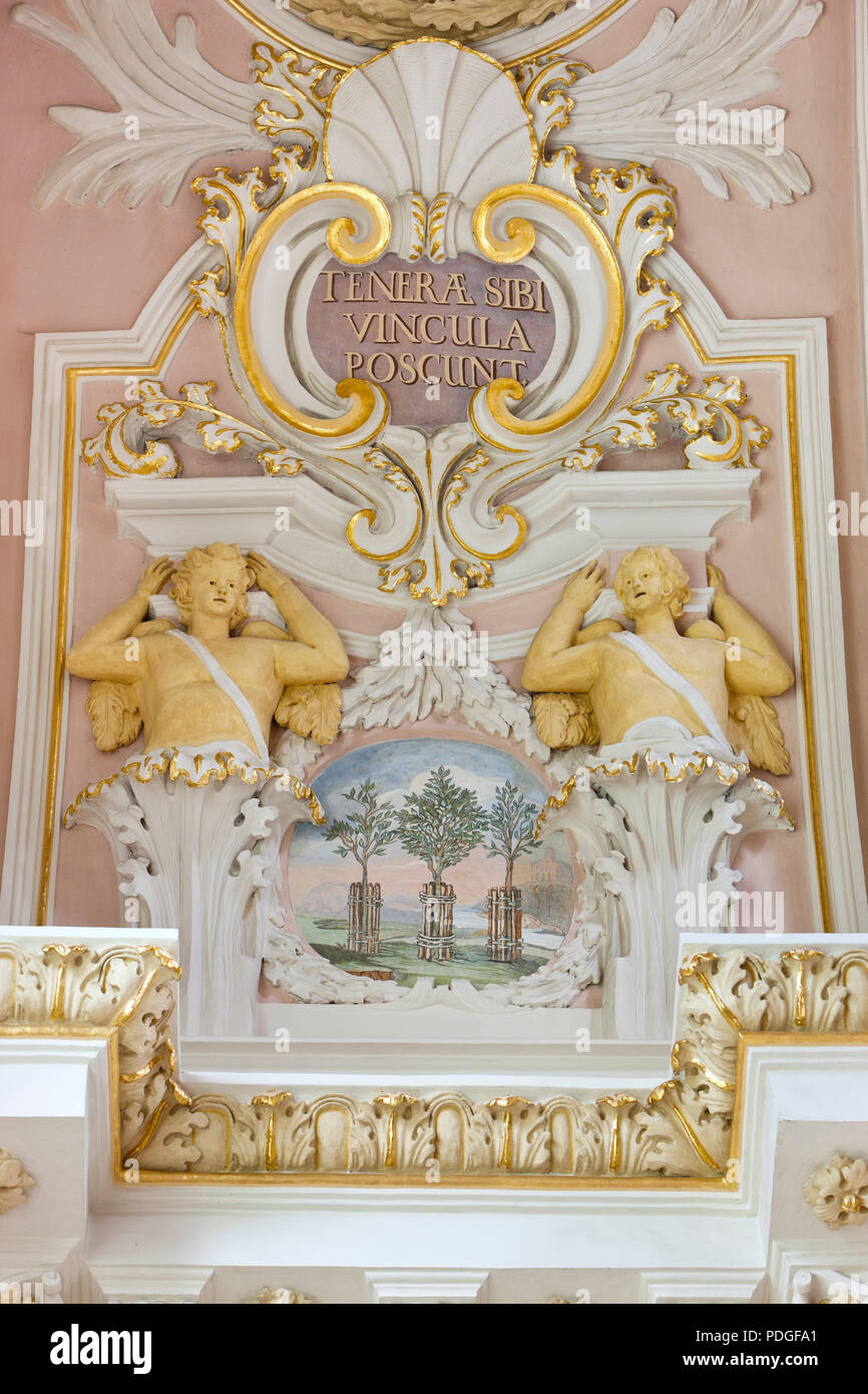 Wallfahrtskirche Maria-Hilf, Freystadt, Stuckierung im Innenraum, Joachim, Hochbarock, erbaut ...