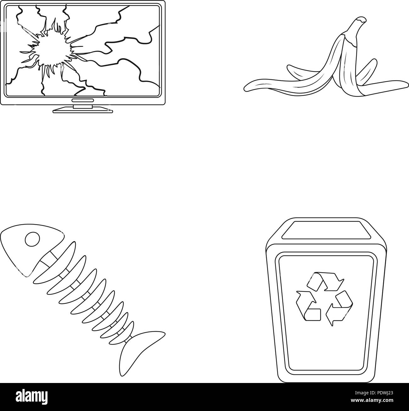 Banane, Knochen, Box, gebrochen, Sammlung, Risse, Schmutz, Fisch ...