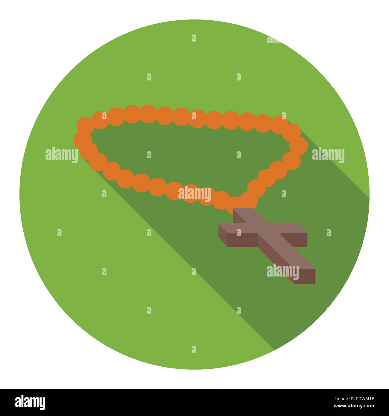 Christian Rosenkranz Symbol im flachen Stil auf weißem Hintergrund ...