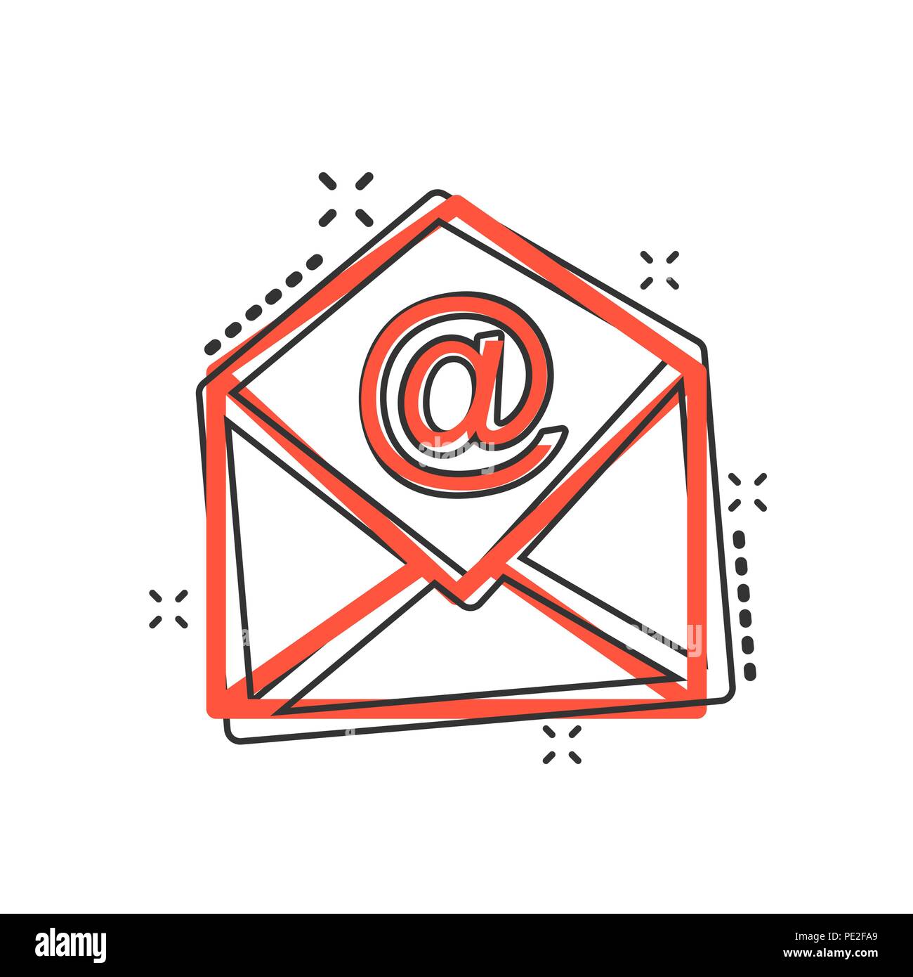 Vektor cartoon mail Briefsymbol im Comic-stil. E-mail Sign Abbildung ...