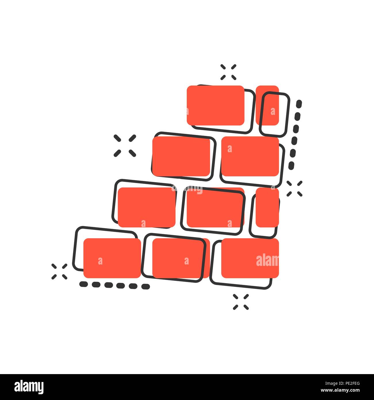Vektor cartoon wall Backstein Symbol im Comic-stil. Hinweisschild ...