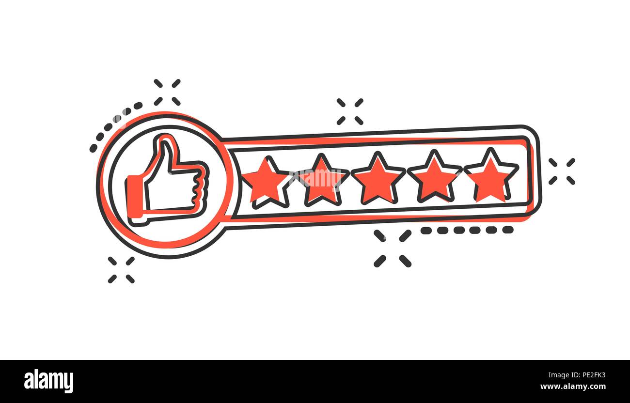 Vektor cartoon Customer Review Symbol im Comic-stil. Daumen hoch, mit ...