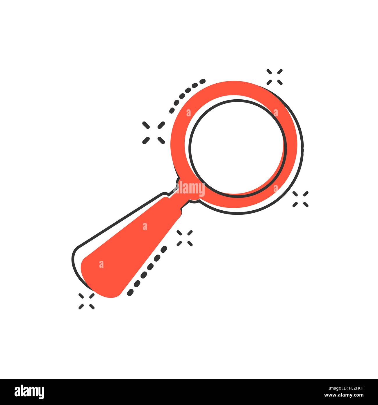 Vektor cartoon Lupe Symbol im Comic-stil. Lupe zeichen Abbildung ...
