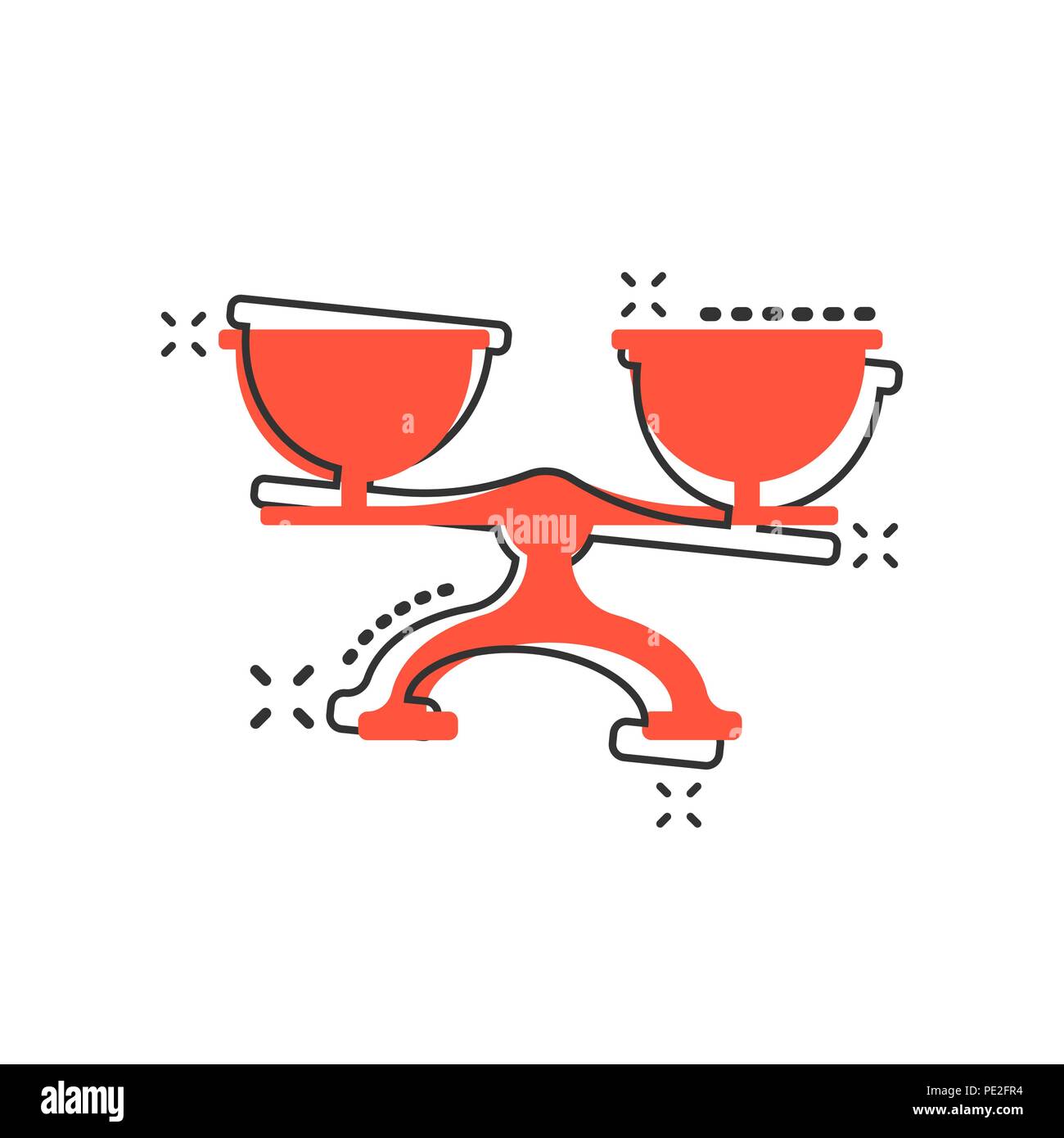 Vektor cartoon Waage Waage Symbol im Comic-stil. Waage zeichen ...