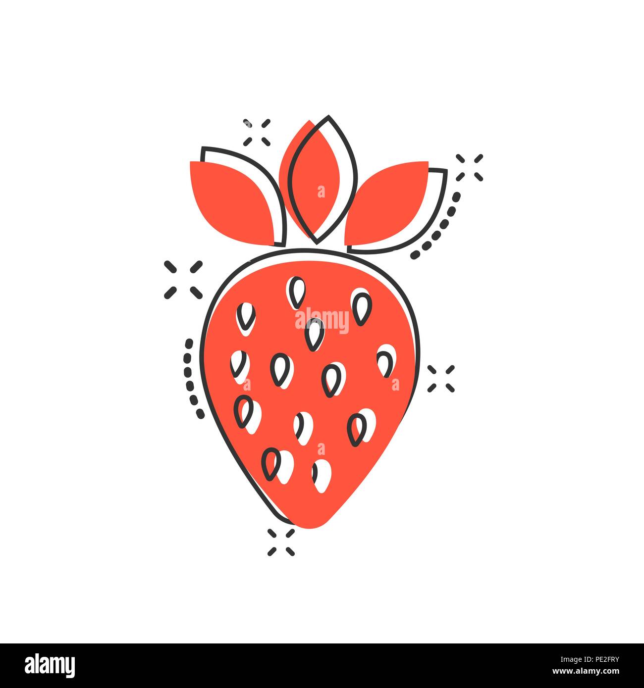 Vektor cartoon Erdbeere Obst Symbol im Comic-stil. Reife Beere zeichen ...