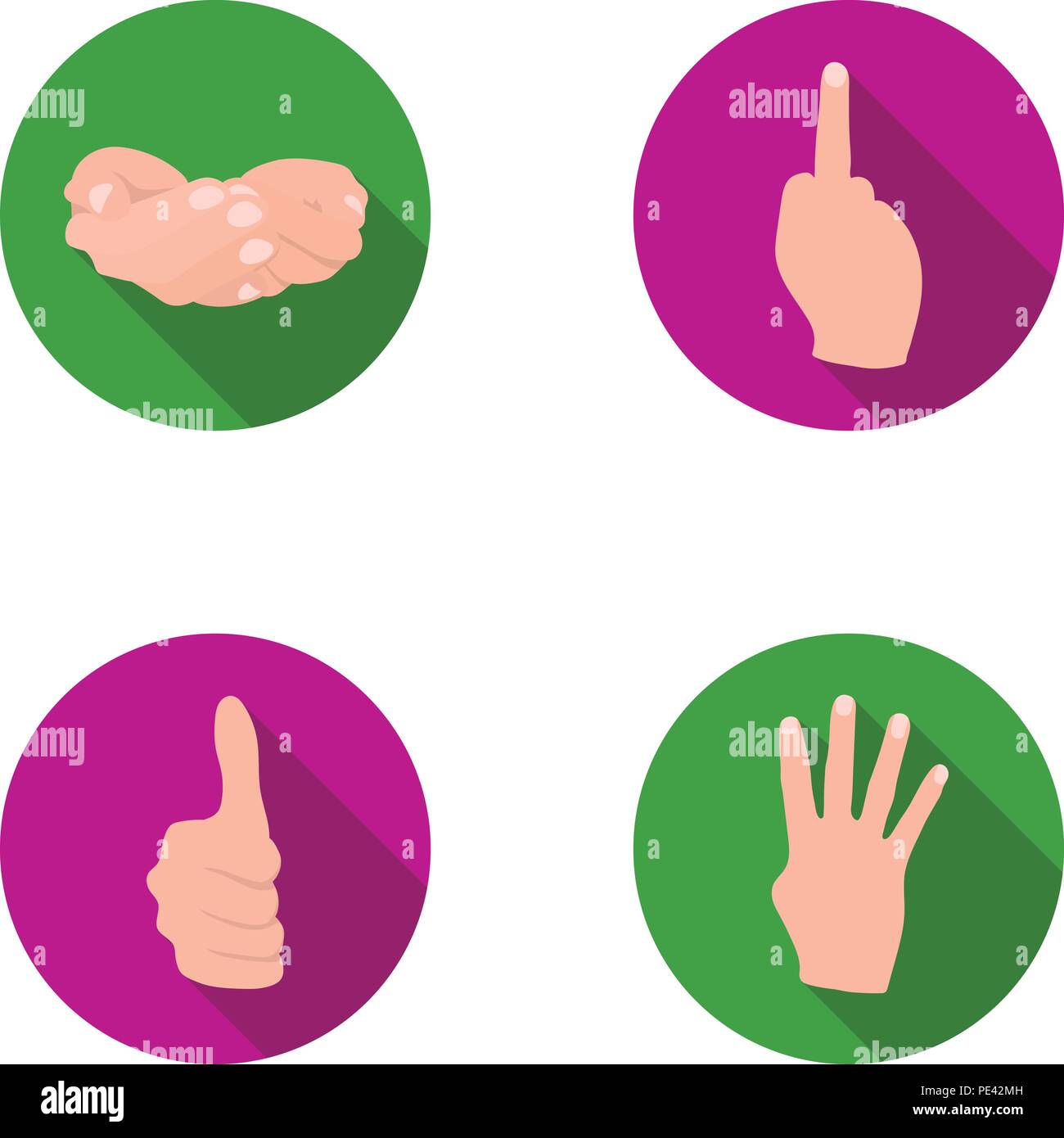 Sammlung, Kommunikation, Finger, flach, vier, Geste, gut, Hand, Icon ...