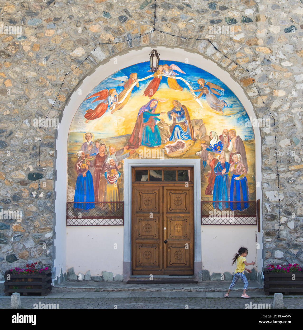 Die Geburt von Jesus Christus, mit seiner Mutter Maria und seinem Vater ...