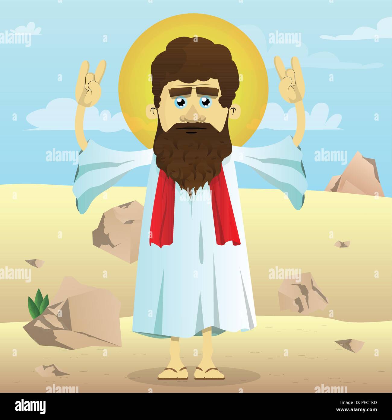 Vektor dargestellt cartoon Jesus mit Händen in Rocker darstellen, die ...