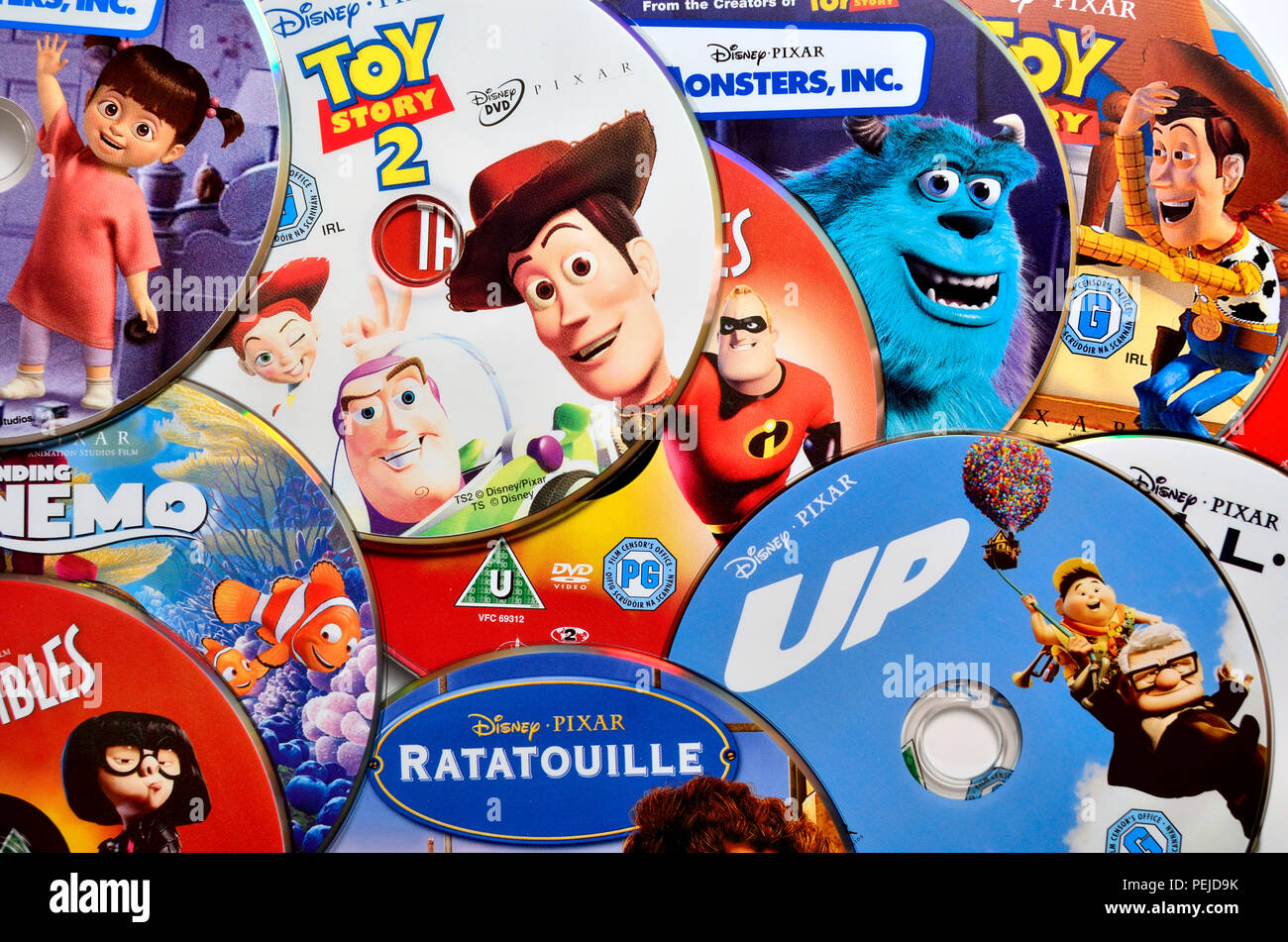 Pixar Filme auf DVD Stockfotografie - Alamy