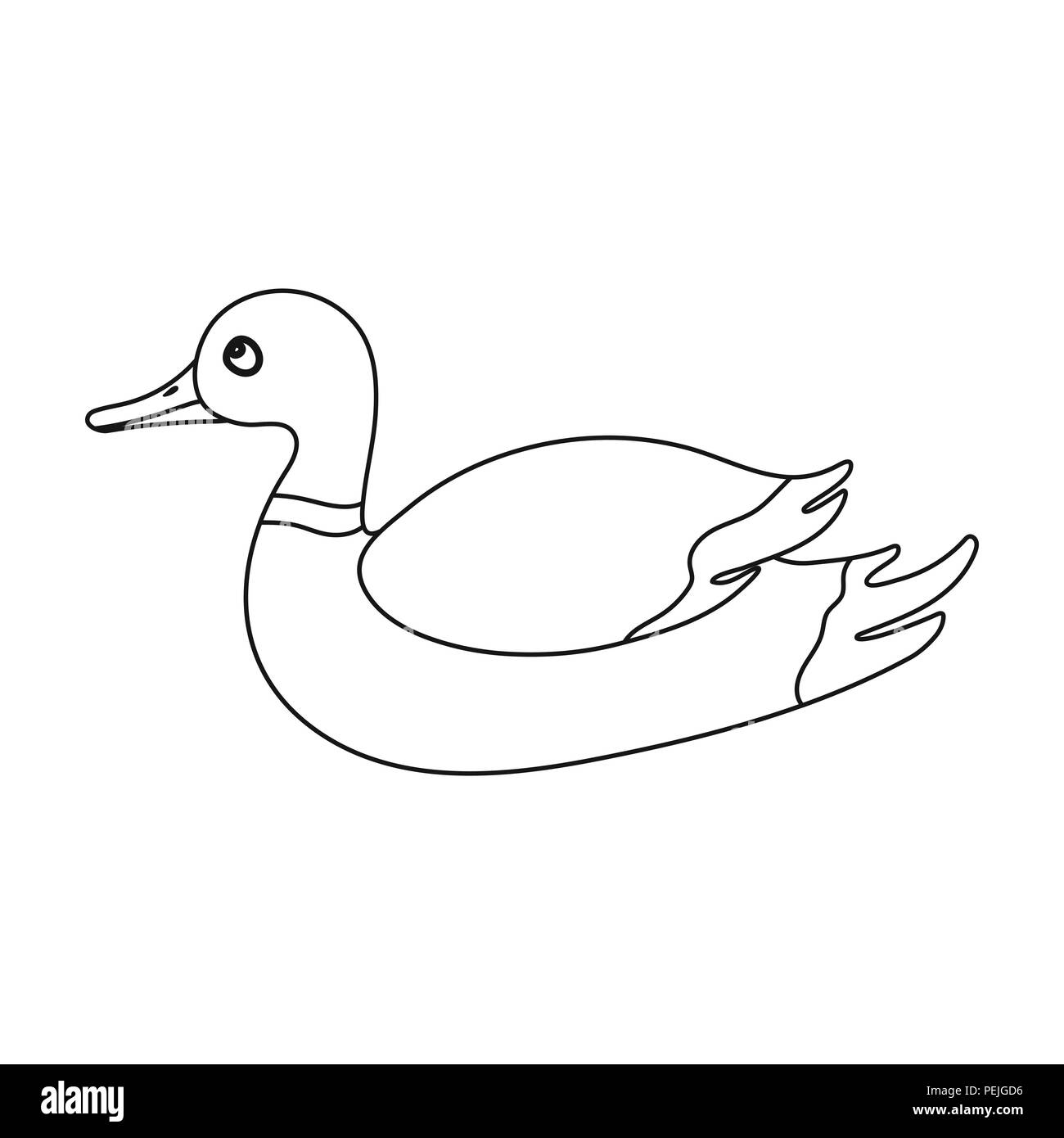 Ente Symbol in der gliederungsansicht Stil auf weißem Hintergrund. Jagd ...