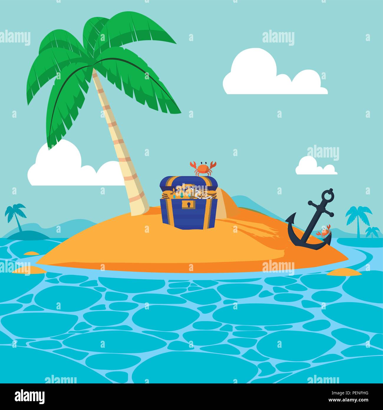 Süße Insel Cartoon Stock-Vektorgrafik - Alamy