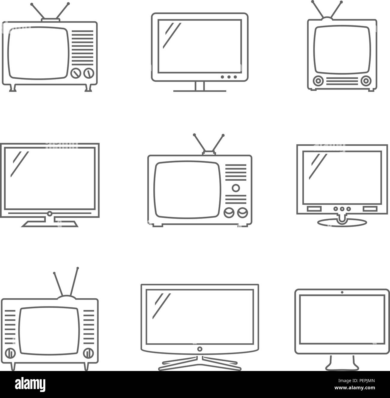 TV Symbole gesetzt. Linear Vector Icons. TV isoliert Piktogramme Stock ...