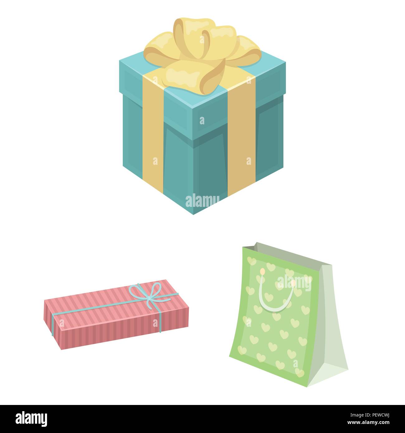 Geschenk und Verpackung cartoon Symbole im Set Sammlung für Design ...