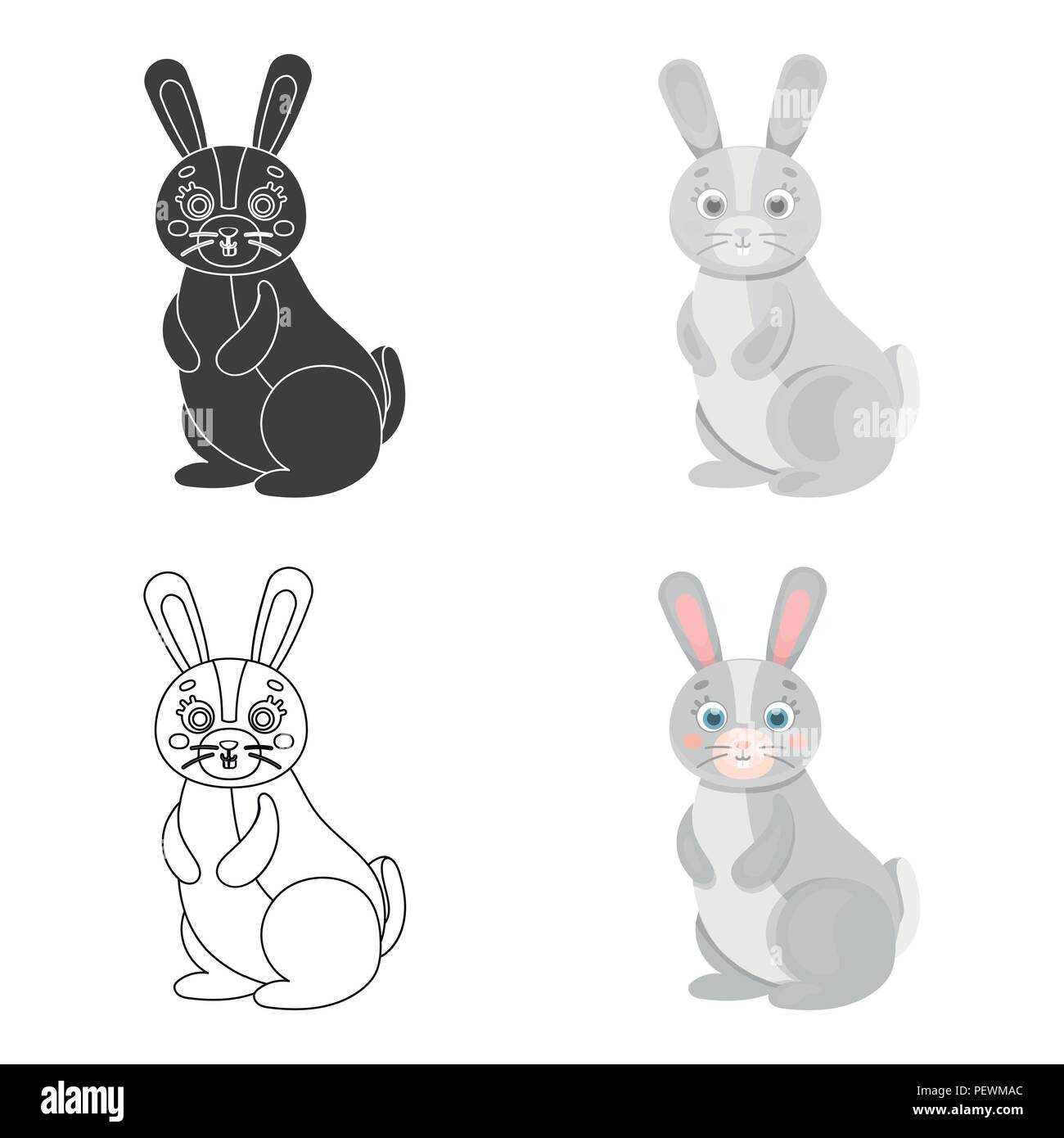 Tier, Tier, Cartoon, häusliche, Bauernhof, Wald, Fell, Hase, Icon ...